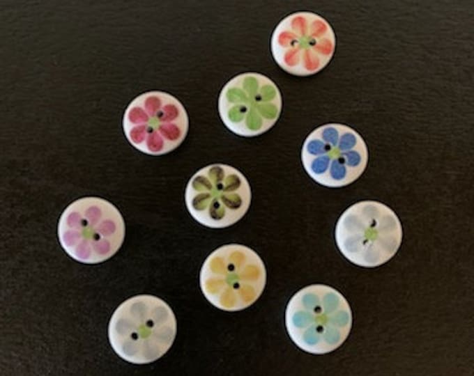 4 Flower Buttons, Flower Buttons, Floral Buttons, Buttons With Flowers ...