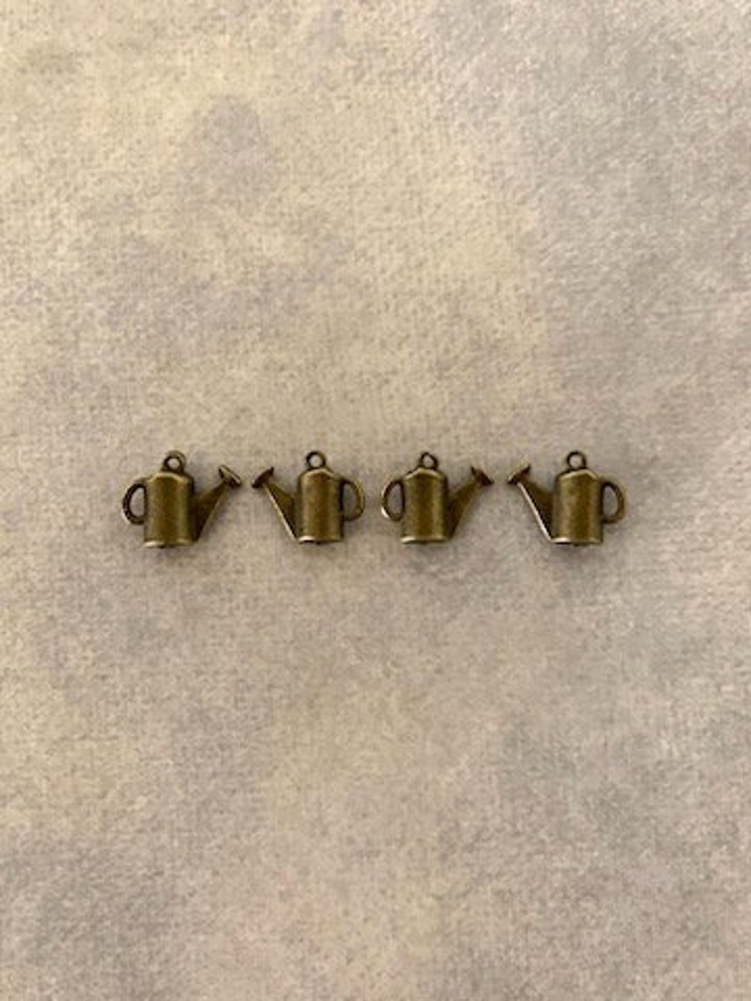 4 Small Bronze Tone Watering Can Charms, Watering Can Charm, Mini ...