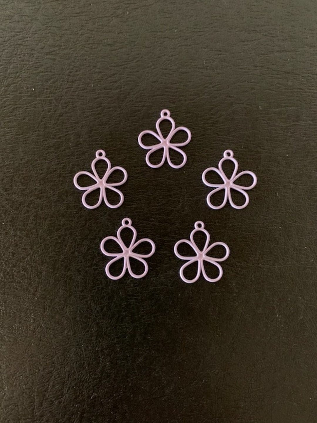 5 Purple Flower Charms, Purple Flowers, Purple Pendant, Wire Flowers ...