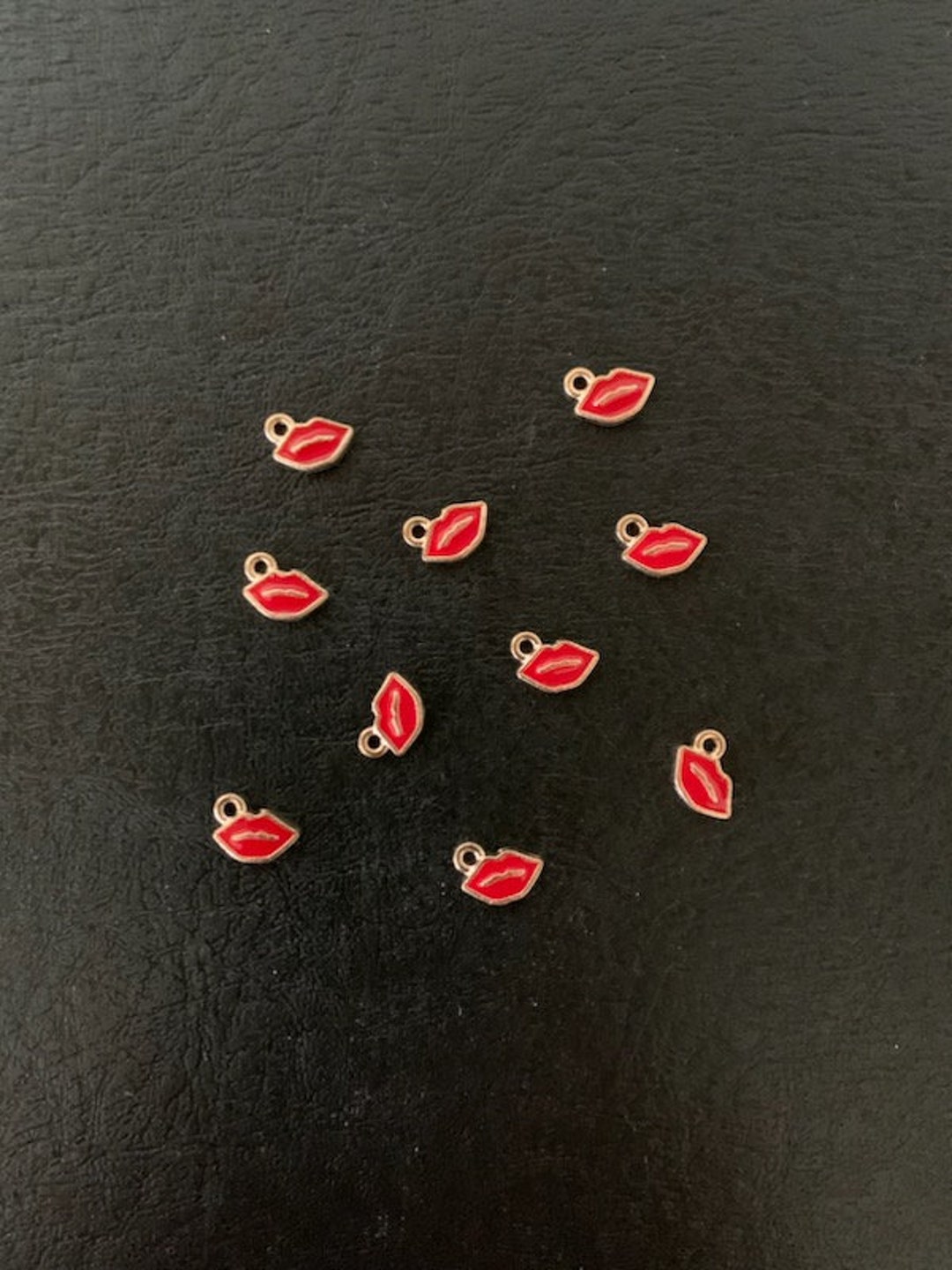 10 Mini Lips Charms, Red Lips Charms, Lips Charm, Red Lips, Mini Charm ...