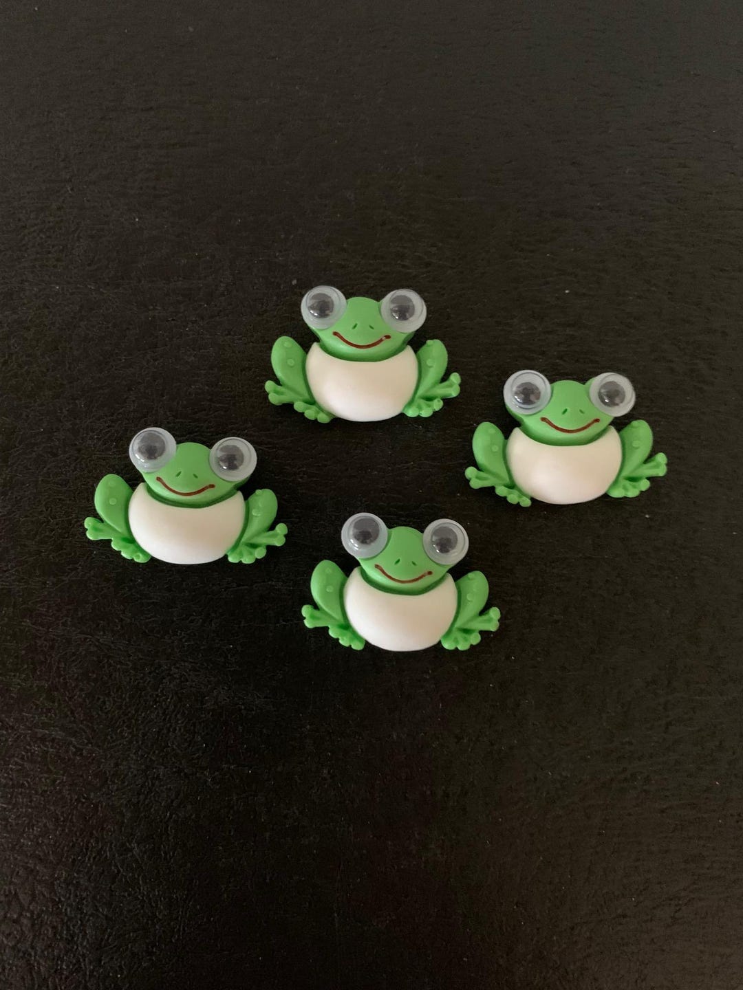 4 Wiggle Eye Frog Cabochons, Frog Cabochon, Flatback Frog, Green Frogs ...