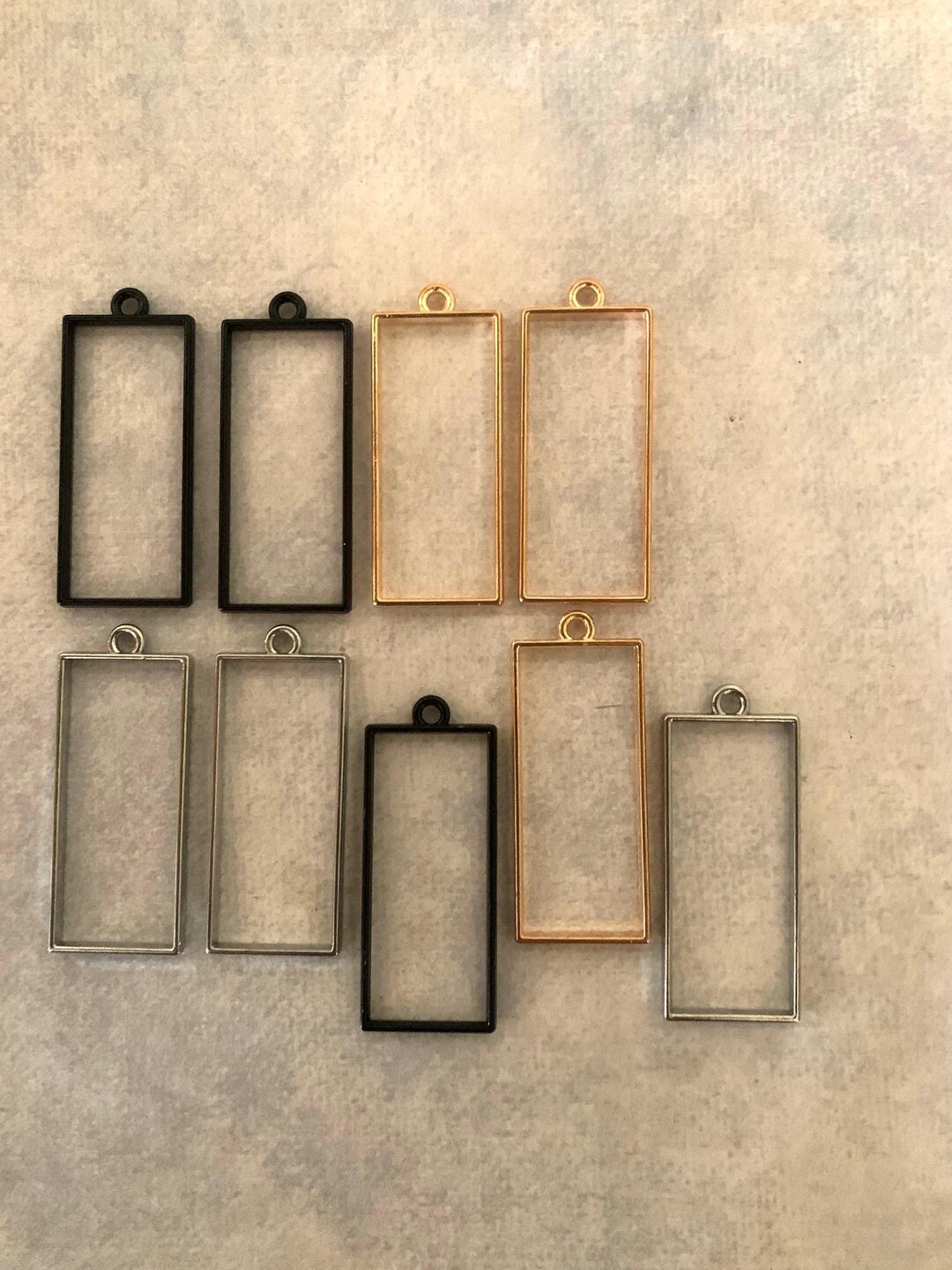 9 Assorted Rectangle Shaped Frame Pendants, Rectangle Charm, Rectangle ...