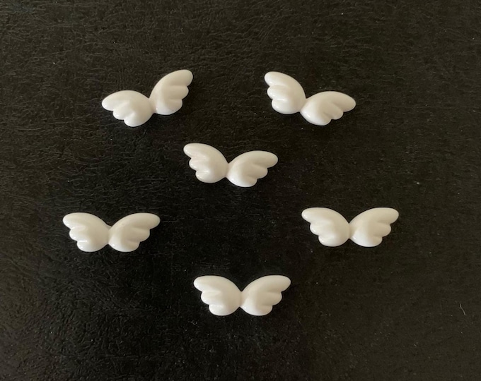6 Mini Wings Flats, Angel Wings, Mini Wings, Mini Angel Wings, White ...