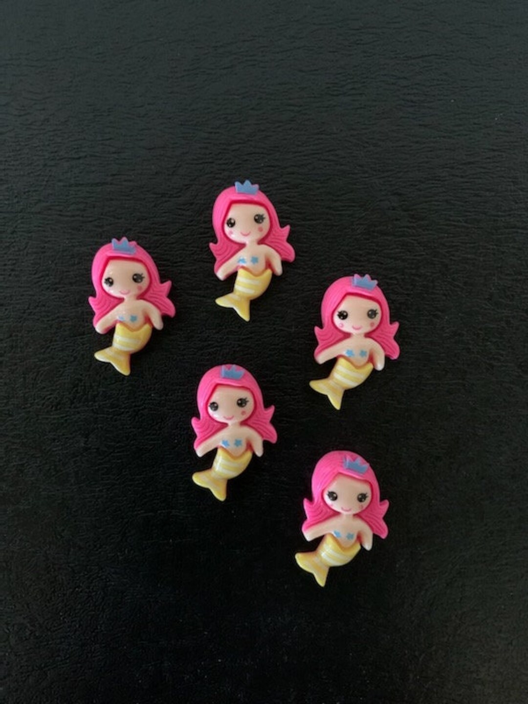 5 Pink Hair Mermaids, Mermaid Cabochon, Mermaid Flats, Mermaid ...
