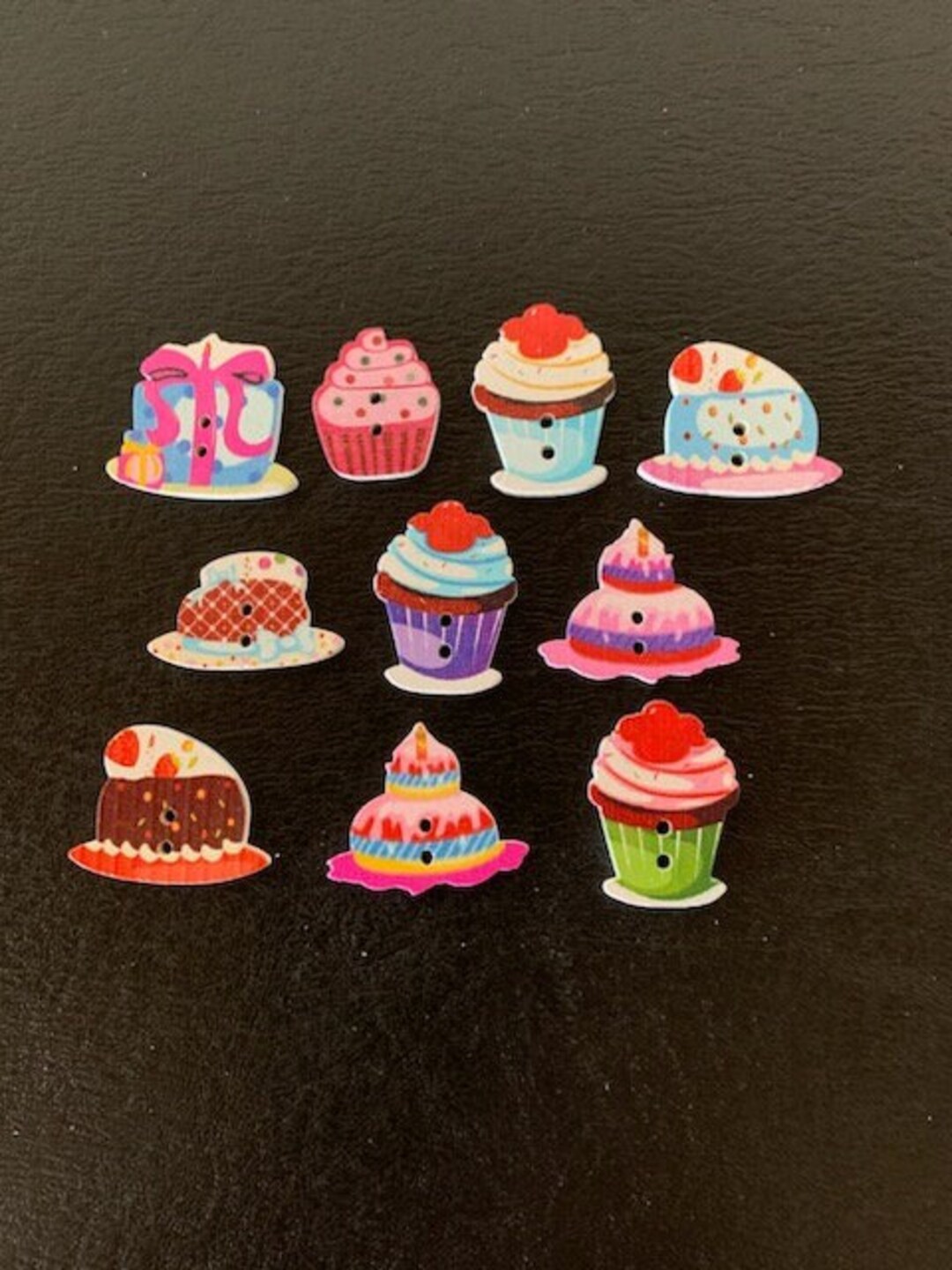 10 Random Mix Cake/cupcake Buttons, Cupcake Buttons, Cupcake Button ...