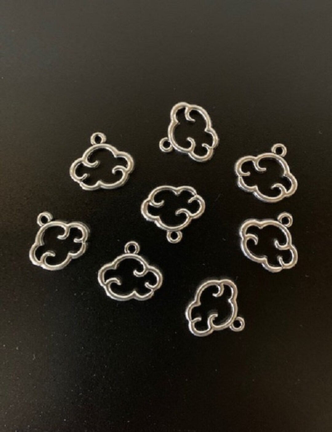 8 Silver Cloud Charms, Metal Charms, Charm Bracelet, Cloud Charm, Cloud ...