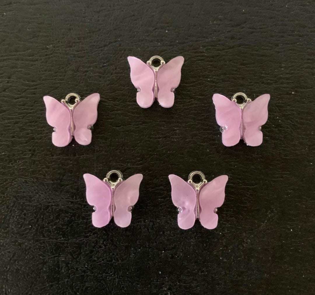 5 Purple Butterfly Charms, Butterfly Charm Pink, Butterfly Charm ...