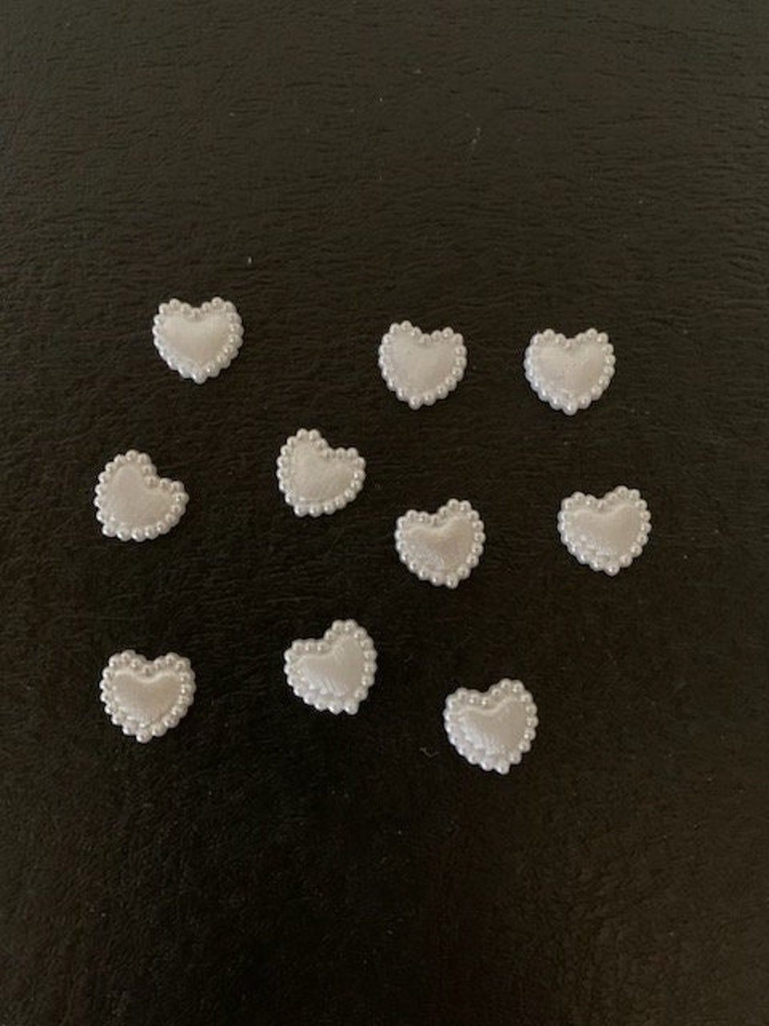 10 Small Pearl and Satin Look Heart Flats Small Hearts Heart - Etsy