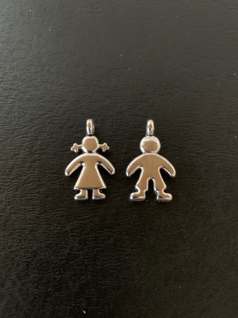2 Boy or Girl Charms, Boy Charm, Girl Charm, Silver Boy Charm, Kids ...