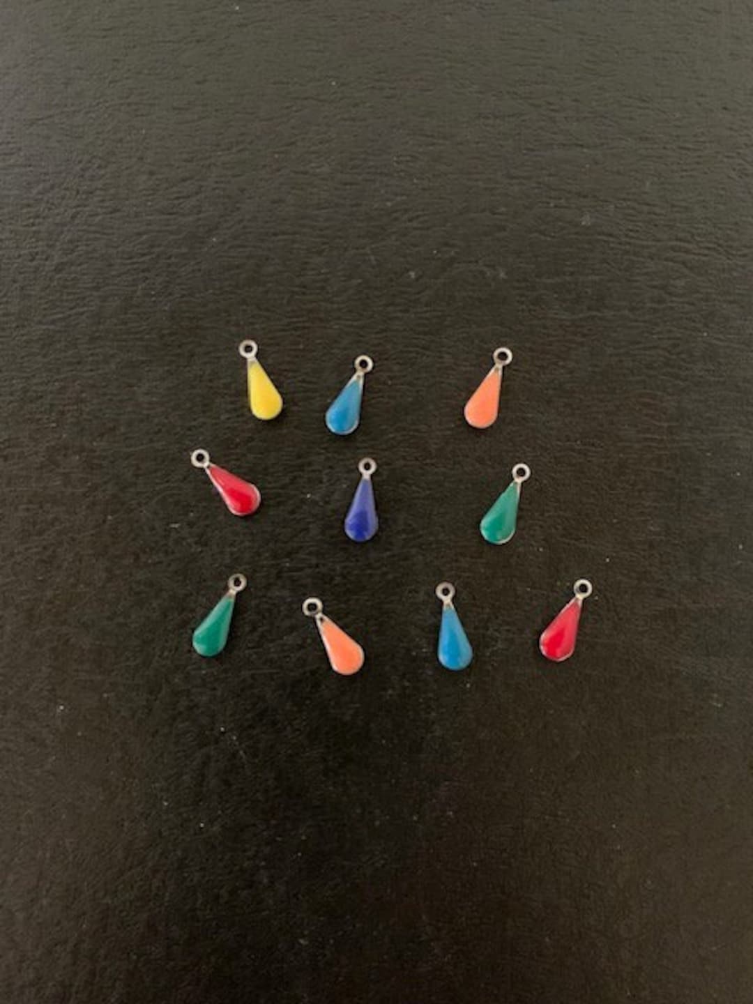 10 Random Mix Mini Teardrop Charms, Teardrop Charm, Tear Drop Charm ...
