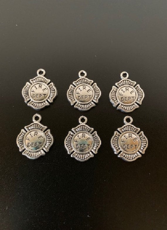 6 silver fire dept charms metal charms charm bracelet fire | Etsy