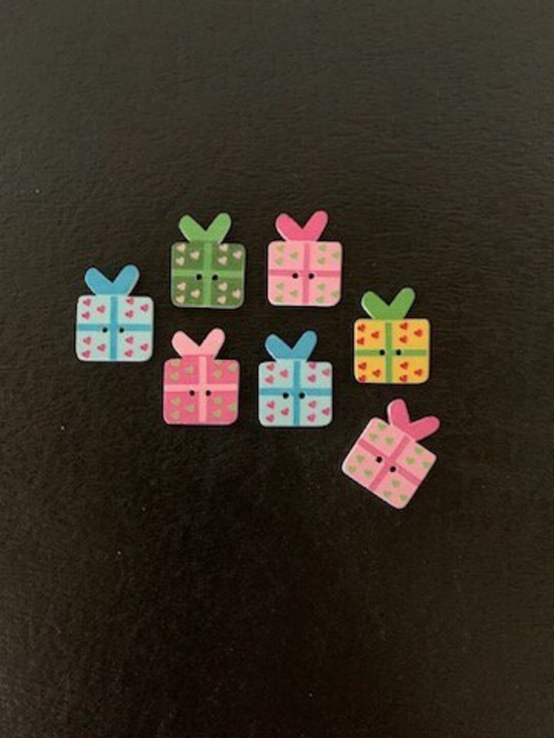 7 Gift Box Buttons, Gift Boxes, Colorful Gift Box, Wood Gifts, Unique ...