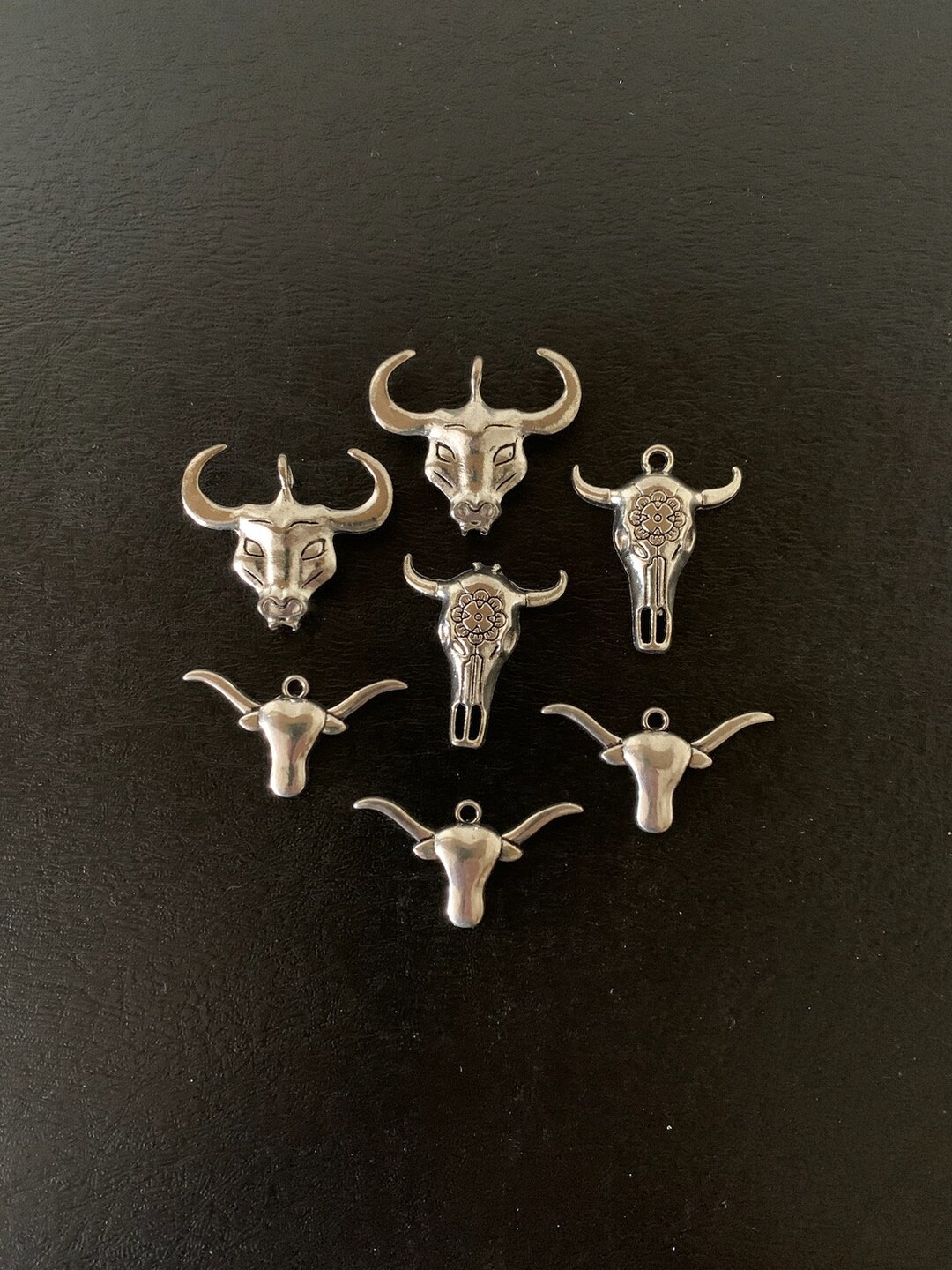 7 Longhorn Cow Pendants, Longhorn Charm, Longhorn Pendant, Cow Charm ...