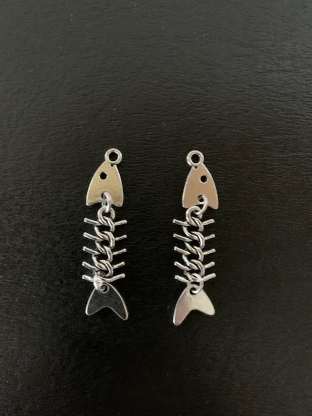 2 Fish Skeleton Charms, Fish Chain, Fish Charm, Chain Charm, Fish ...