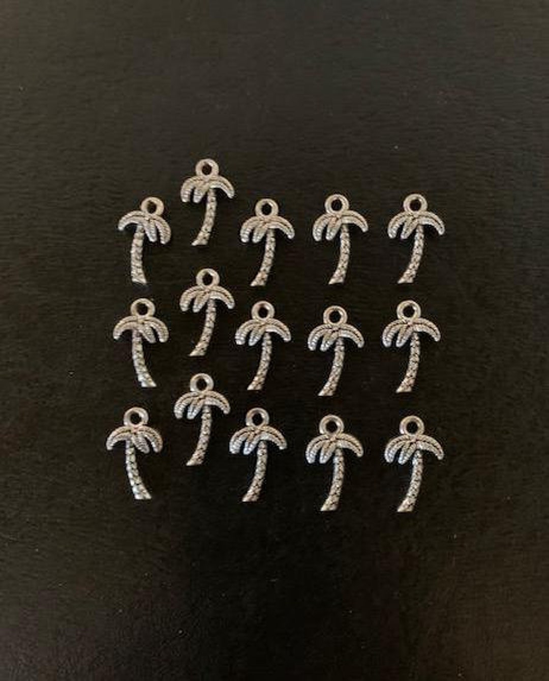 15 Small Palm Tree Charms, Metal Charms, Charm Bracelet, Palm Tree ...