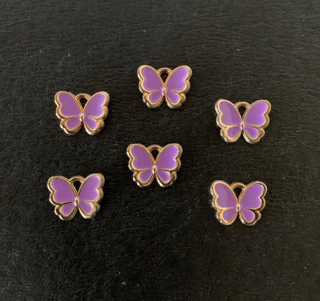 6 Purple Butterfly Charms, Small Butterfly Charm, Butterfly Charm ...