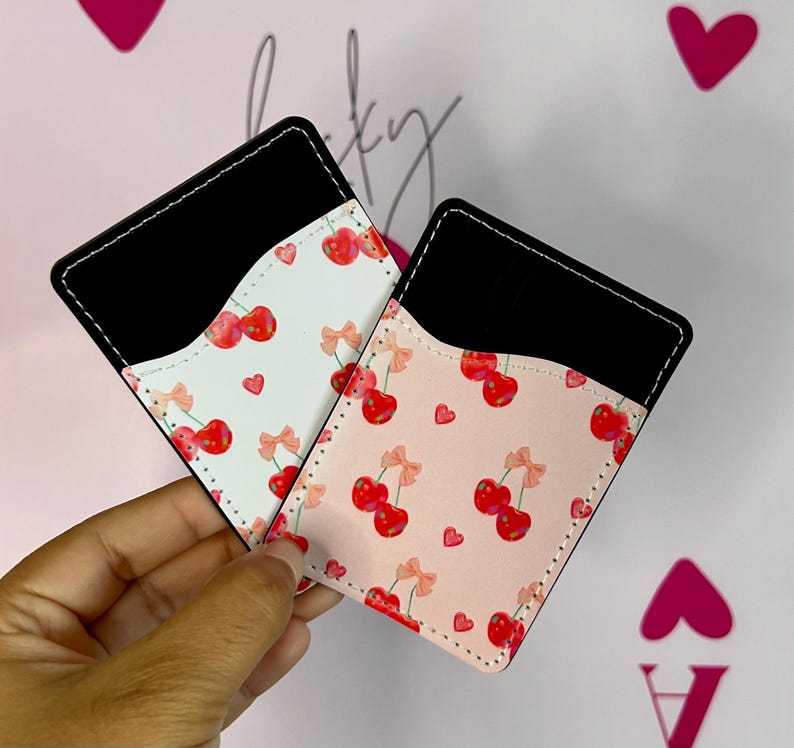 Pink Cherry Bow Coquette Phone Case Wallet, Card Holder - Etsy