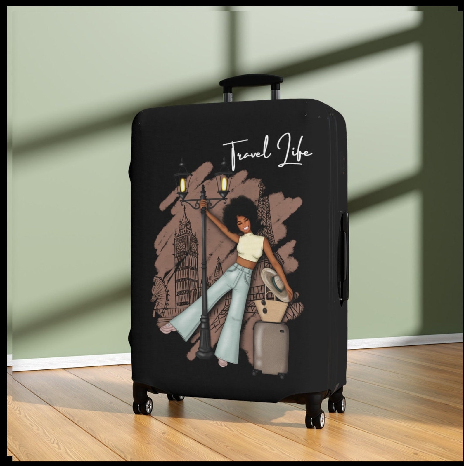 Travel Life Luggage Cover: Stylish Suitcase Protector - Etsy