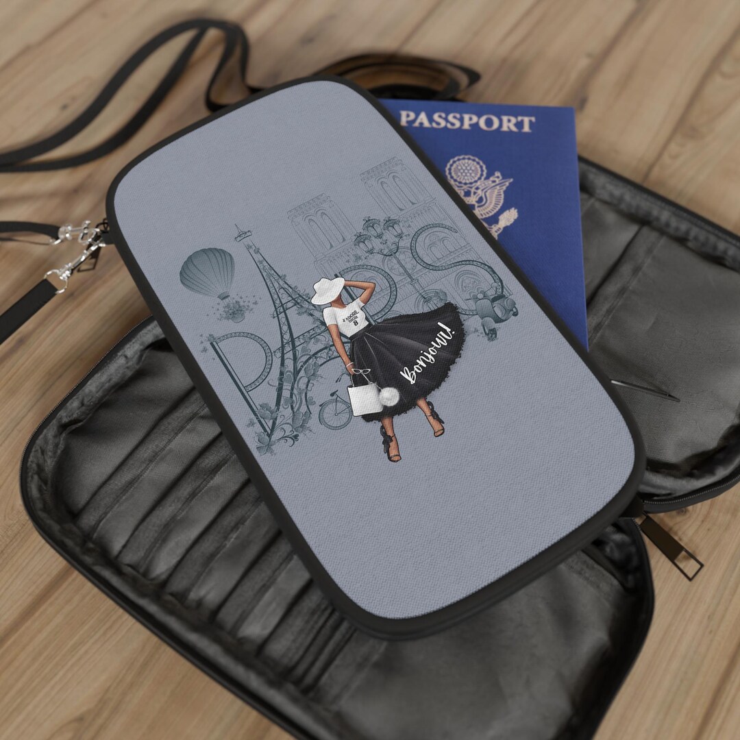 Parisian Chic Travel Pouch: Blue-grey Passport Wallet - Etsy