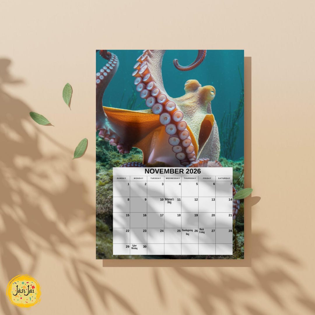 2026 Sealife Calendar: Ocean Illustration Wall Art (printable PDF) - Etsy