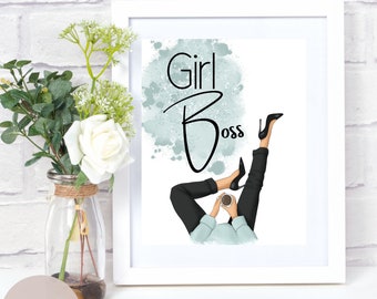 Girl Boss Art Print Girl Boss Print Office Decor Desk - Etsy