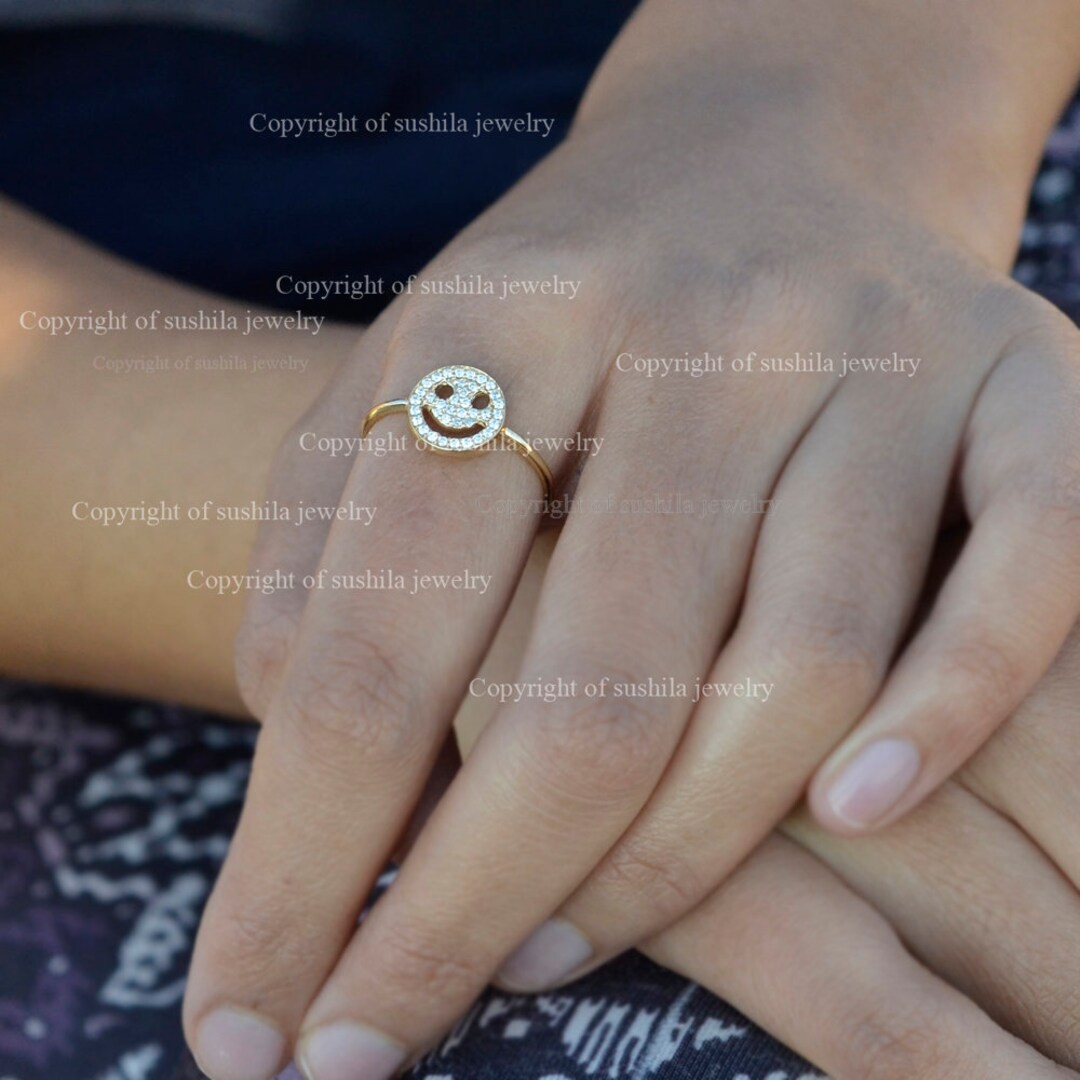 Genuine SI Clarity G Color Pave Diamond Happy Smiley Face - Etsy