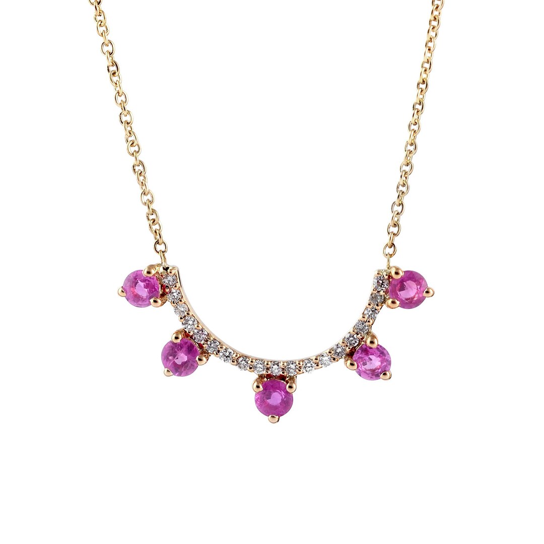 Bogen Anhänger Halskette mit echten Rubin und Pave Diamant Halskette ...