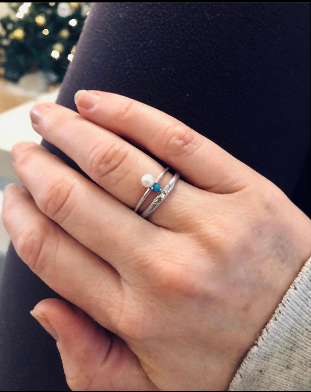 Handmade 14K Gold Turquoise Pearl Ring: Petite Minimalist Jewelry - Etsy