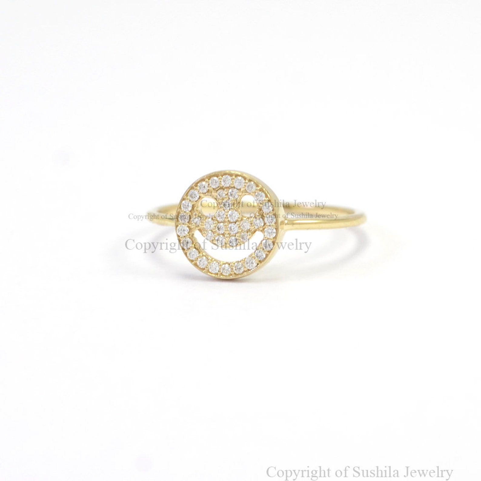 Genuine SI Clarity G Color Pave Diamond Happy Smiley Face - Etsy