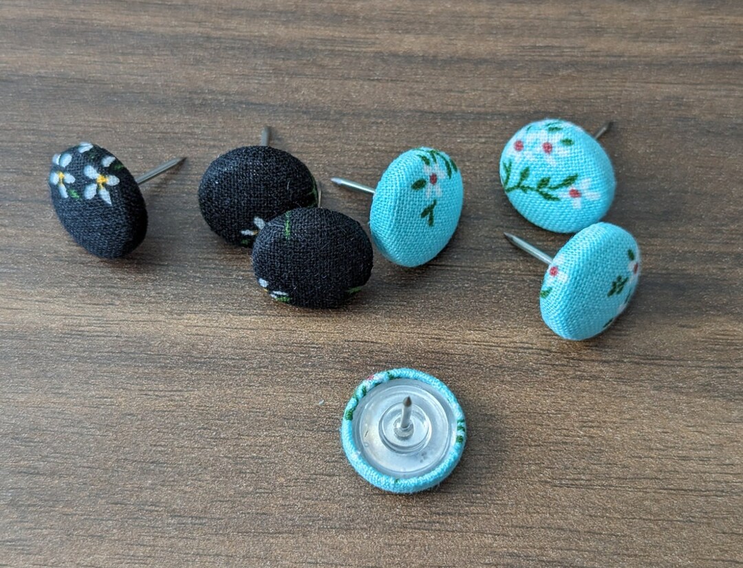 Colorful Handmade Fabric Button Push Pins (set of 10) - Etsy