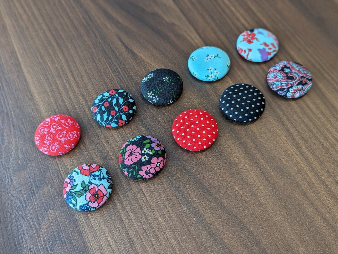 Colorful Handmade Fabric Button Magnets (set of 4) - Etsy