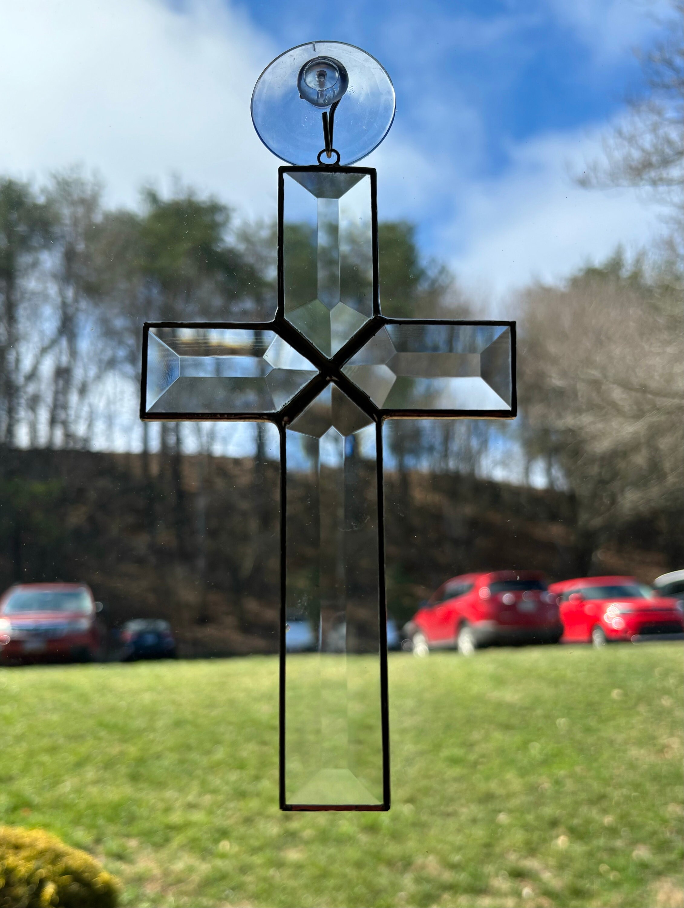 Clear Beveled Glass Cross Suncatcher, Religious Gift, Christmas Gift ...