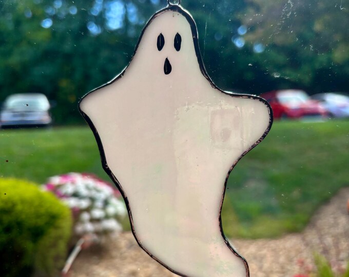 Stained Glass White Iridescent Ghost Suncatcher, Halloween, Ghosts ...
