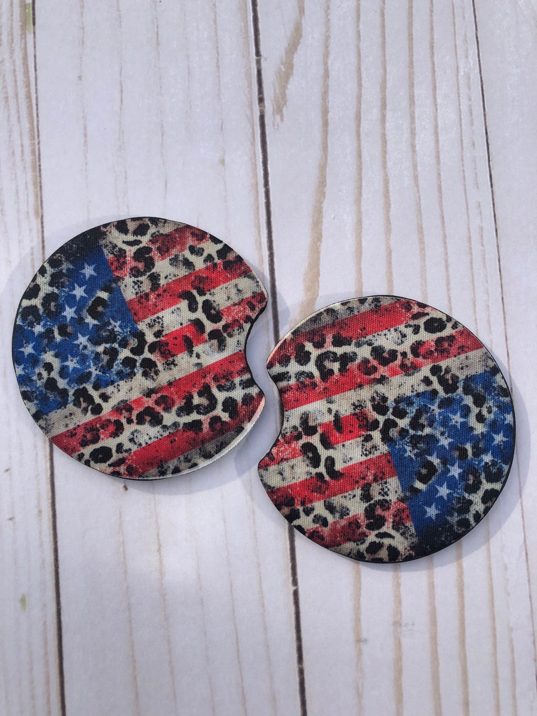 American Flag Coaster, Flag Coasters, Set of 2 Car Coasters, Gifts ...