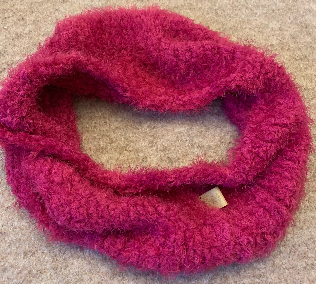 Hand Made Fluffy Soft Snood Knitted Posy Pink Acrylic Gift Her - Etsy