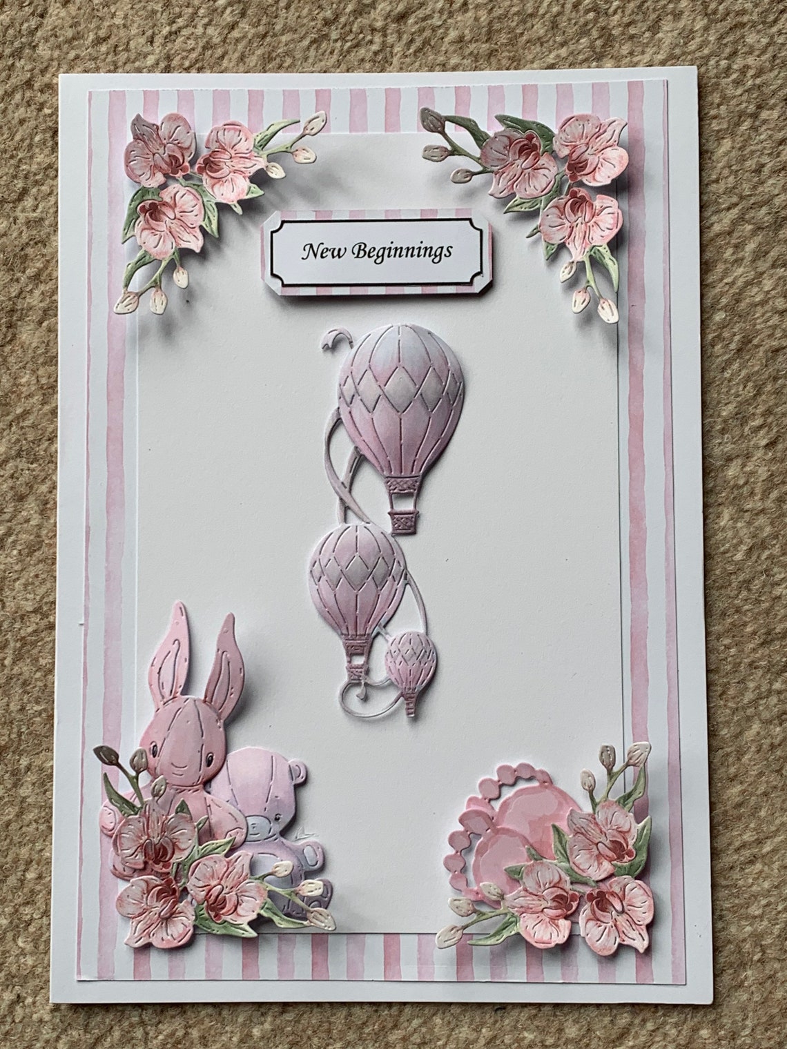 Hand Made A5 Birth Congratulations Card made in UK Hand Crafted ...