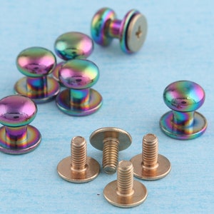 10sets Rainbow Screw Rivets,8mm Metal Screw Studs,round Head Screwed ...