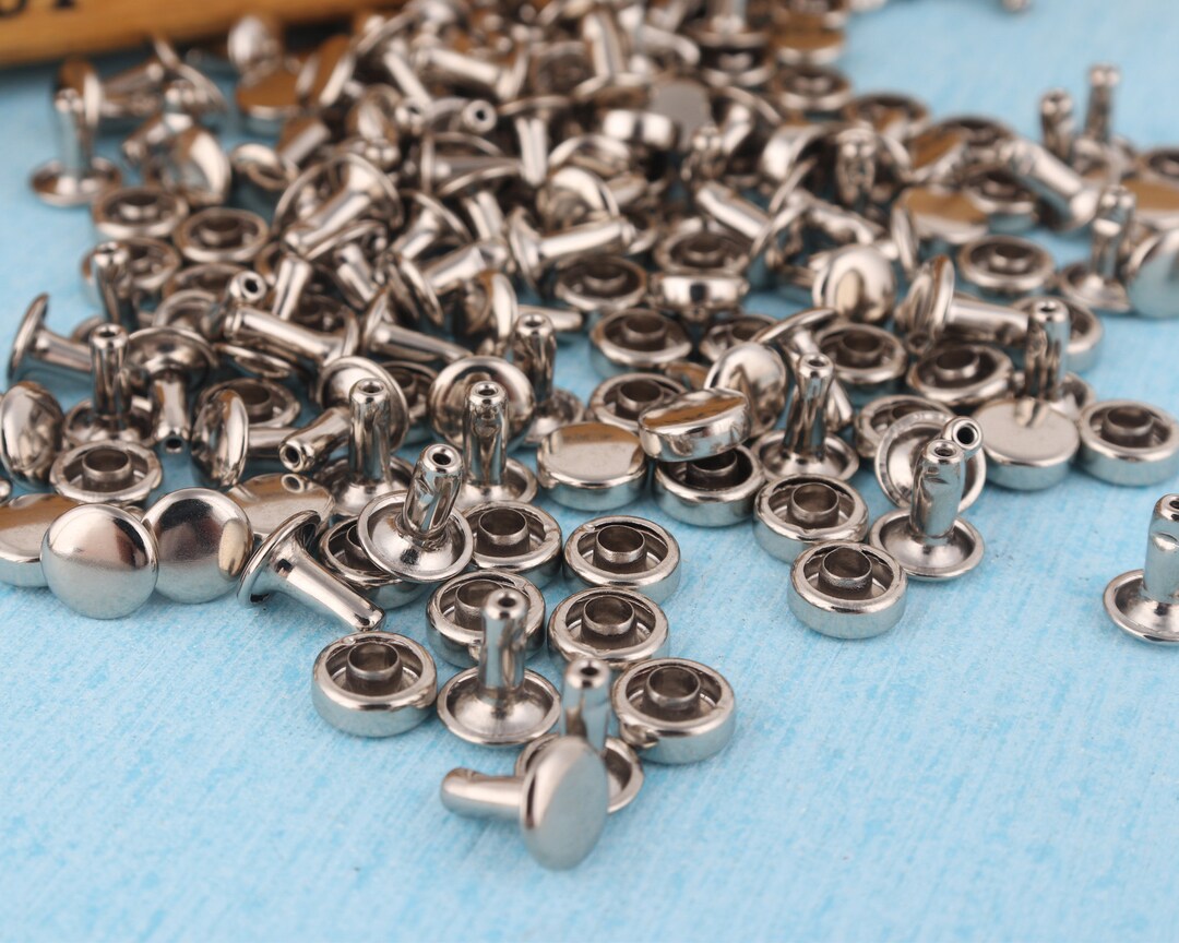 100 Sets Silver Flat Round Rivets: 8x8mm Metal Double Cap Rivets - Etsy