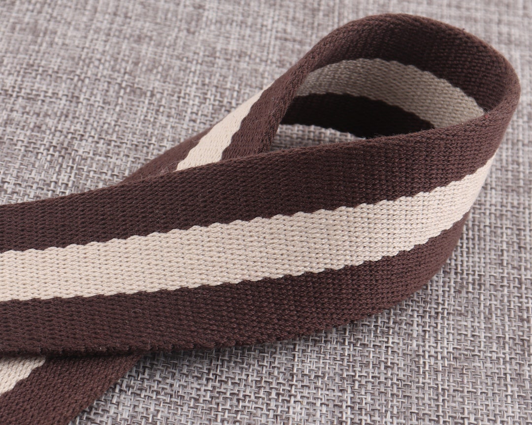 1.5" Brown White Stripe Webbing,38mm Width Belt Webbing Cotton Webbing ...