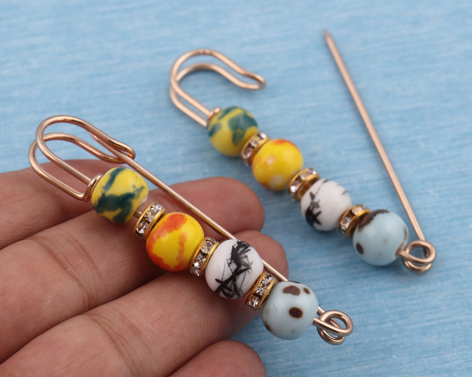 2-4-10pcs Beads Safety Pins1572mm Brooch Safety Pins With | Etsy