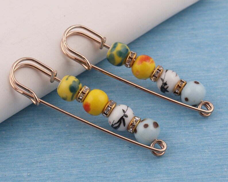 2-4-10pcs Beads Safety Pins1572mm Brooch Safety Pins With | Etsy