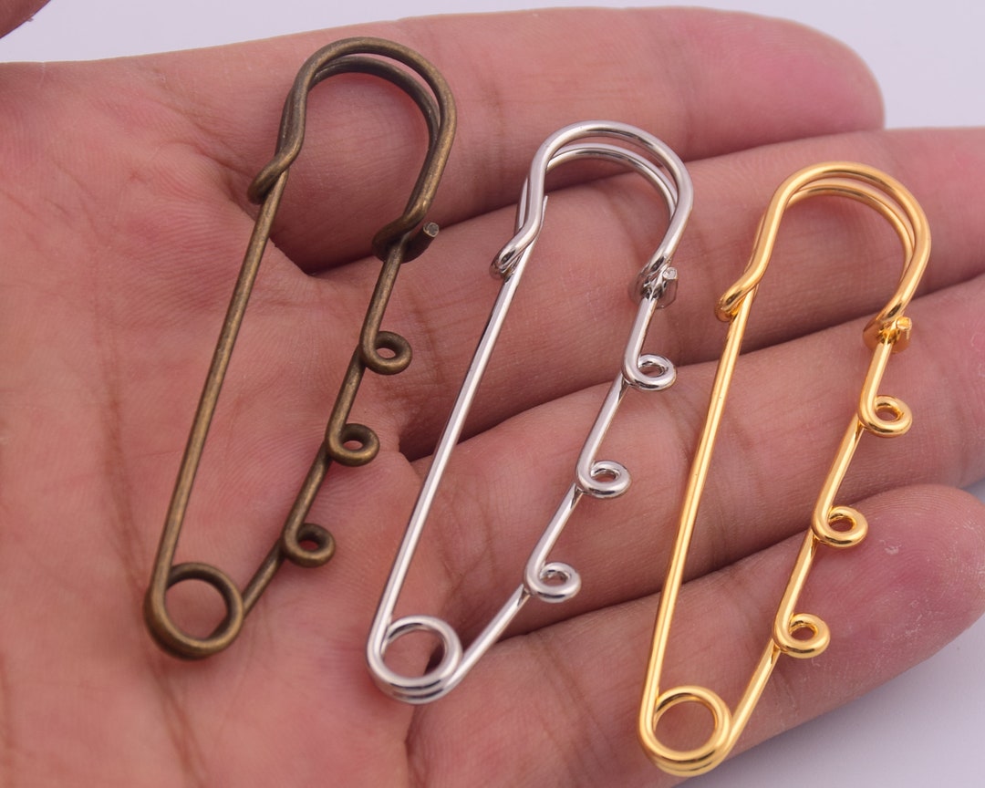 Safety Pin, 60mm Plaid Skirt Pin Triple Loop, Iron Pin, Brooch Scarf ...