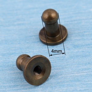 30sets Screw Rivets 4mm Antique Brass Metal Button Screw Back Studs ...