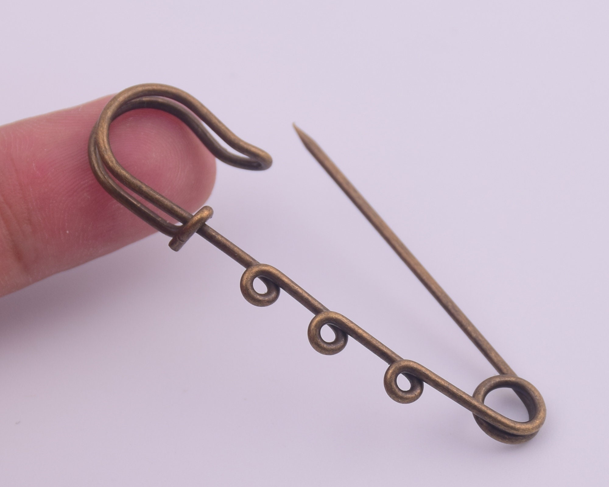 Safety pin 60mm plaid skirt pin triple loop iron pin brooch | Etsy