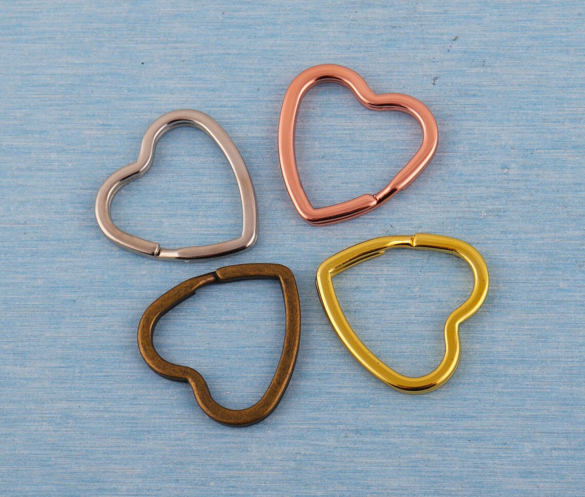Rose Gold Heart Split Ring Connector: Iron Keychain Supplies - Etsy
