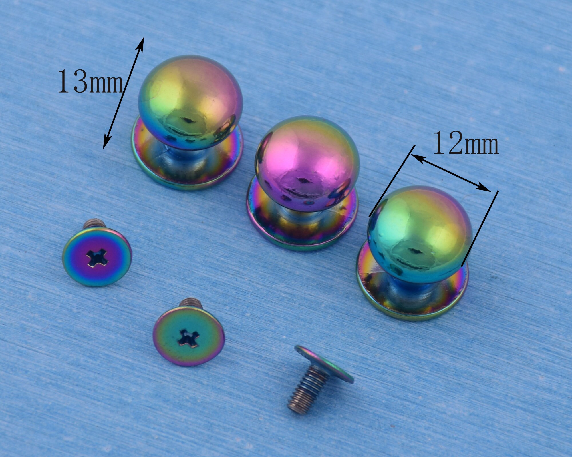 10-30sets Rainbow Screw Rivets12mm Metal Screw Studsround | Etsy