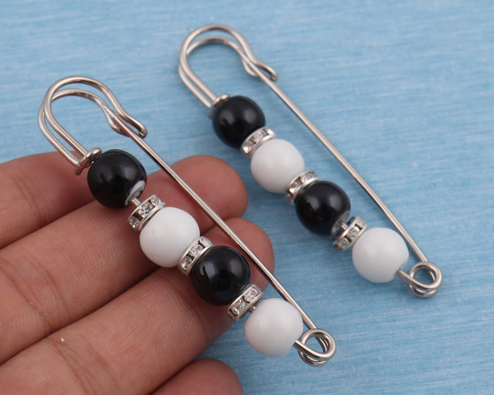 2-4-10pcs beads safety pins1572mm brooch safety pins with | Etsy