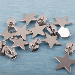Star Zipper Pull: Silver Metal Zipper Slider for Bags, Clothing (2-5-10 ...
