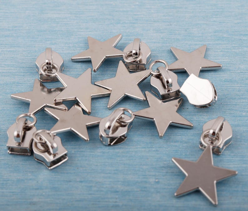 Star Zipper Pull: Silver Metal Zipper Slider for Bags, Clothing (2-5-10 ...