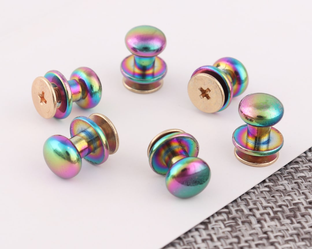 10sets Rainbow Screw Rivets,8mm Metal Screw Studs,round Head Screwed ...